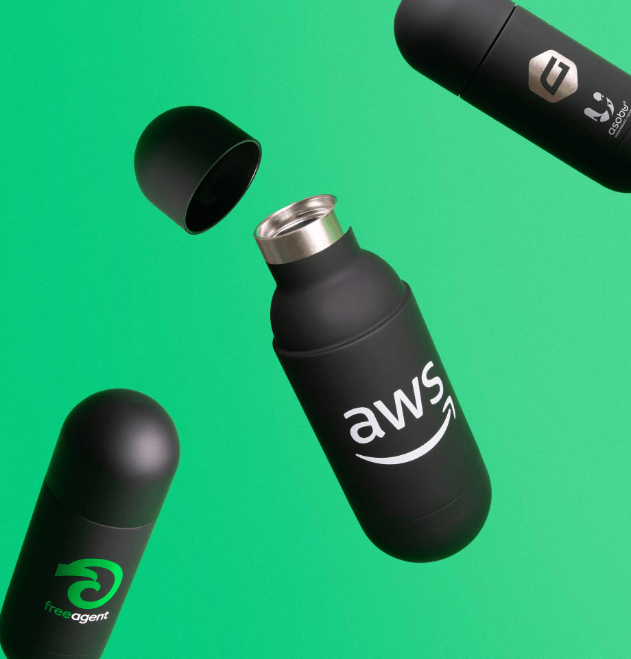 our past work image. branded bottles